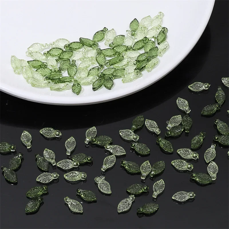 10pcs/Lot Acrylic Pendant Green Color Line Leaf CharmsFor DIY Home ...