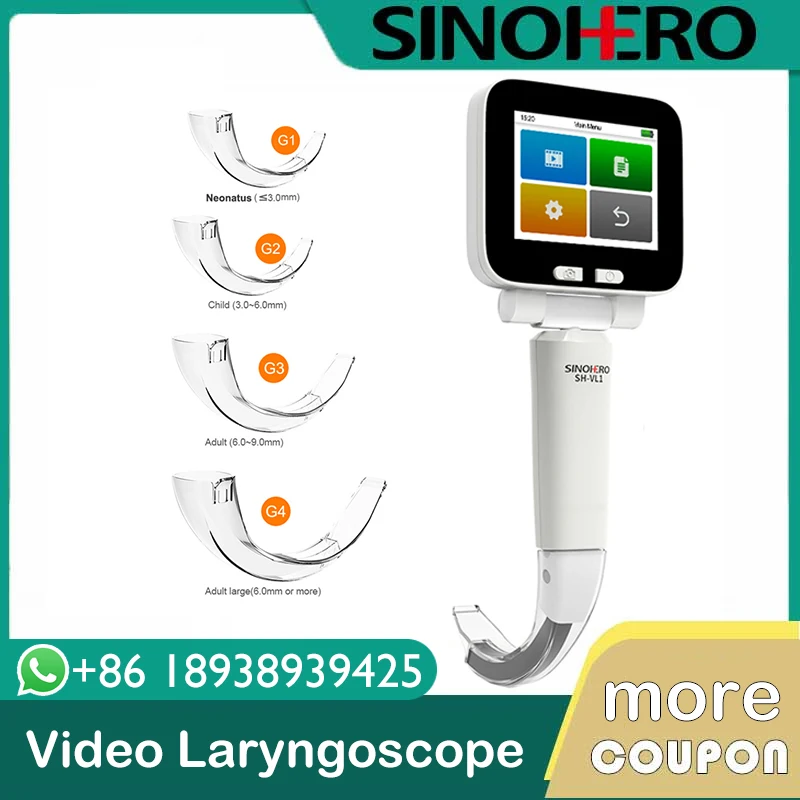 Digital Video Laryngoscope with 4PCS Reusable Blades Neonate Child ...