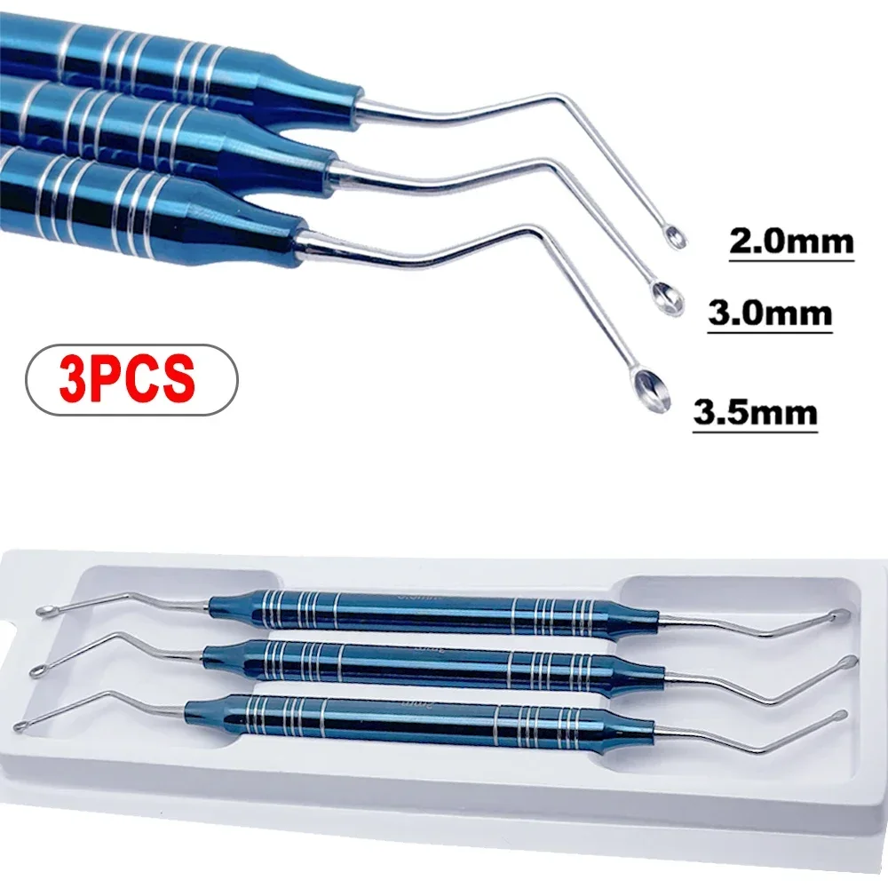 3Pcs Dental Implant Powder Spoon Graft Scoop Bone Curette Periodontal ...