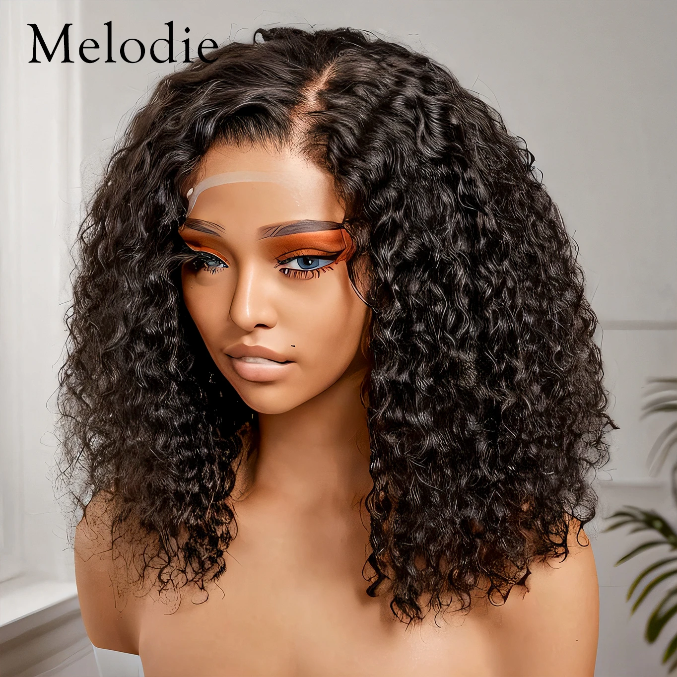 Melodie Brazilian Jerry Curly Short Bob Frontal Wig Preplucked Water ...