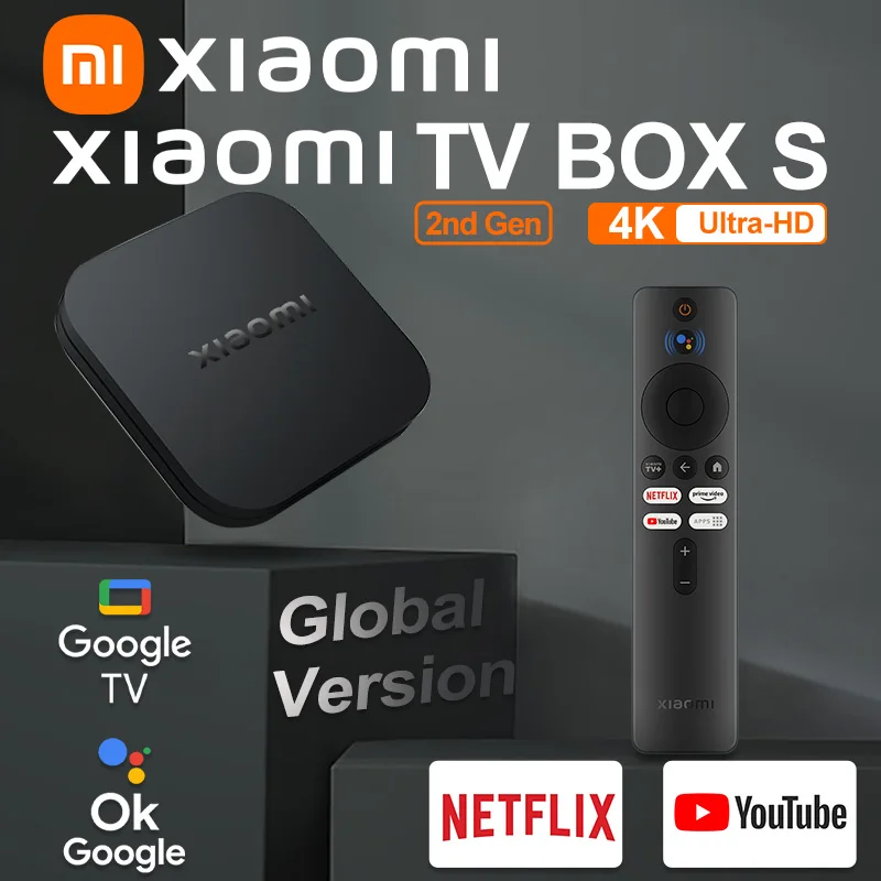 Versão Global Xiaomi Mi TV Box S 2ª Geração 4K Ultra HD Android TV WiFi ...