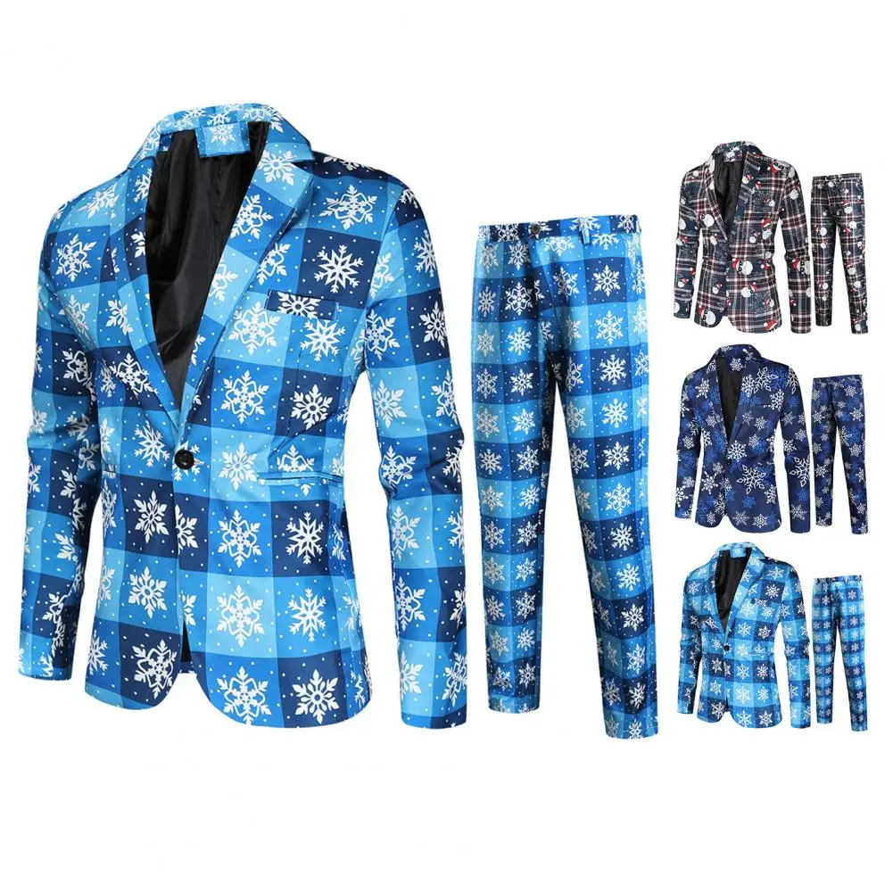 Men-Slim-Fit-Suit-Men-New-Year-Suit-Cartoon-Santa-Snowflake-Print-Plaid ...