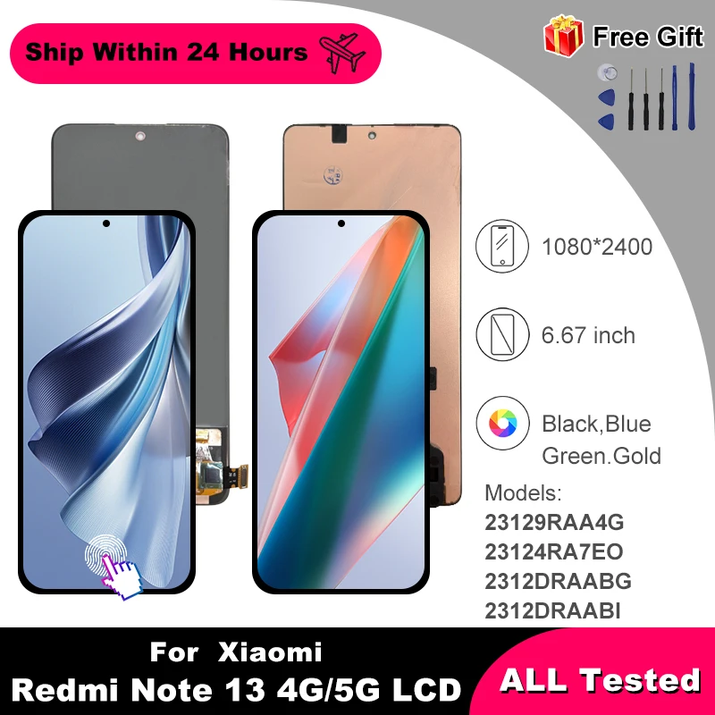6.67"AMOLED For Xiaomi Redmi Note 13 4G 23129RAA4G Display Touch Screen ...