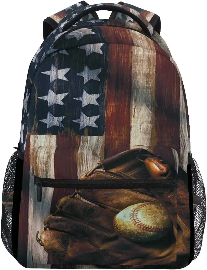 American-Flag-Baseball-Backpacks-USA-Softball-Glove-School-Travel-Book ...