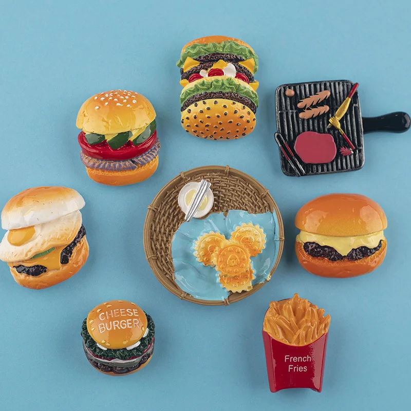 3D-Creative-Fridge-Magnets-Food-Simulated-Barbecue-plate-burger-Moon ...
