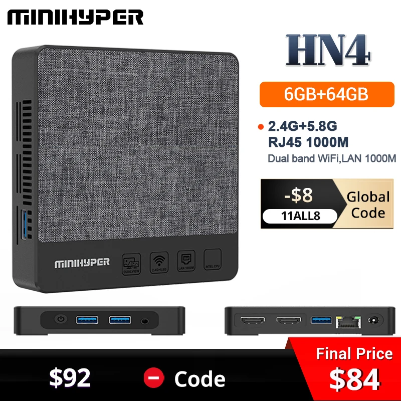 MiniHyper-HN4-Mini-PC-Intel-Gemini-Lake-N4020-CPU-LPDDR4-6GB-EMMC-64GB ...
