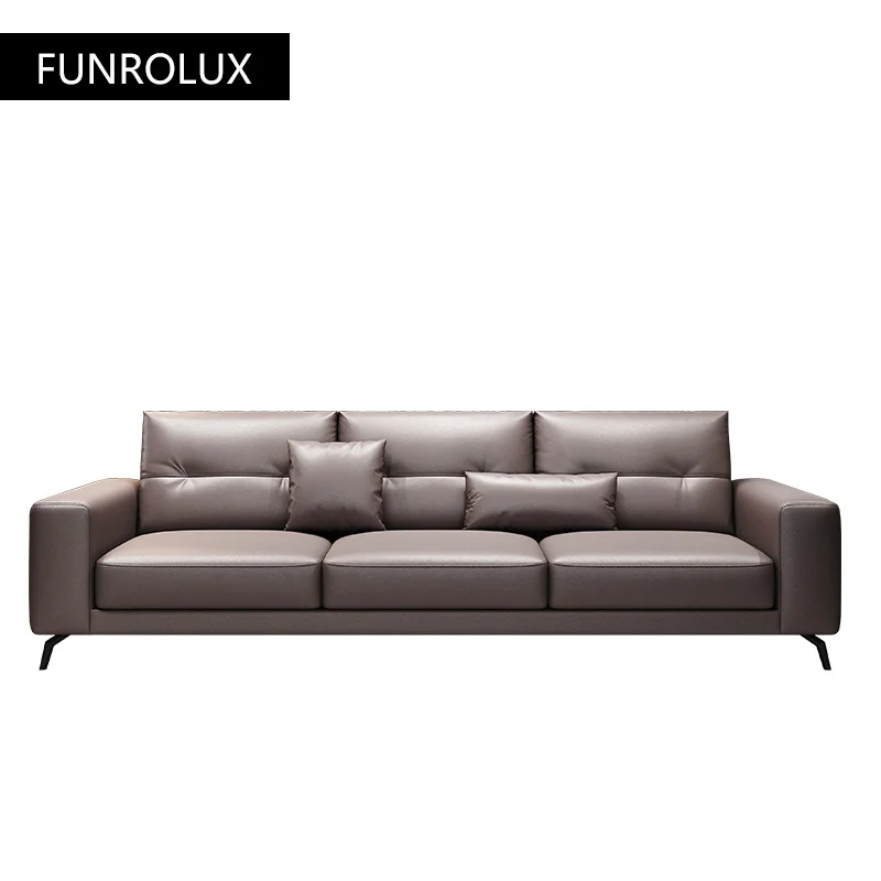 Simple Modern leather sofa Italian minimalist large and type living ...
