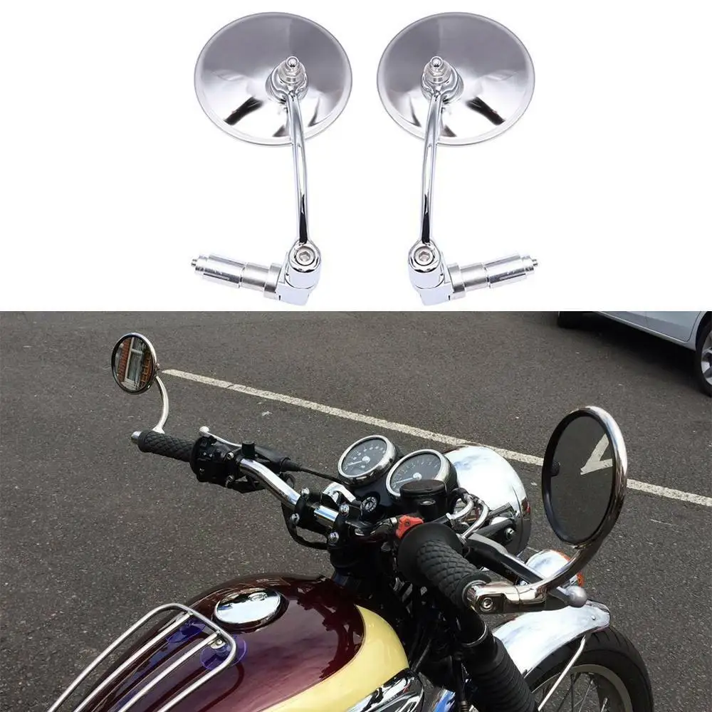Universal Chrome Round Motorcycle 7/8" Bar End Mirrors For Honda ...