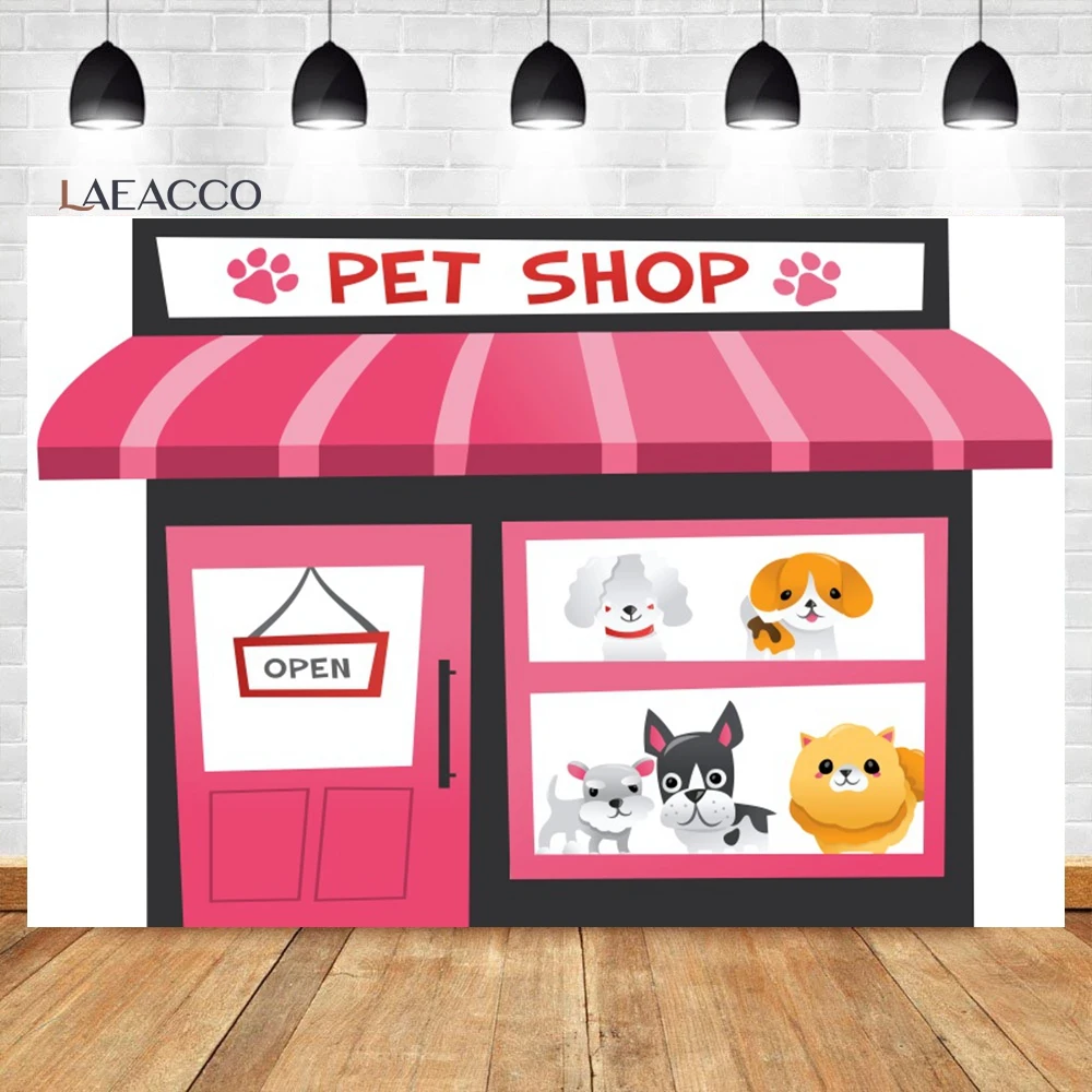 Laeacco-Pet-Shop-Backdrop-Cartoon-Pink-Pets-Birthday-Photography ...