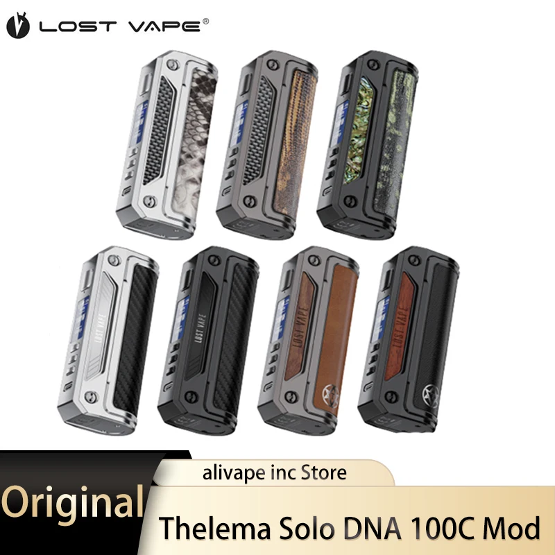 Original Lost Vape Thelema Solo DNA 100C Mod 100W Vaper Supports 21700/18650 Battery Electronic ...