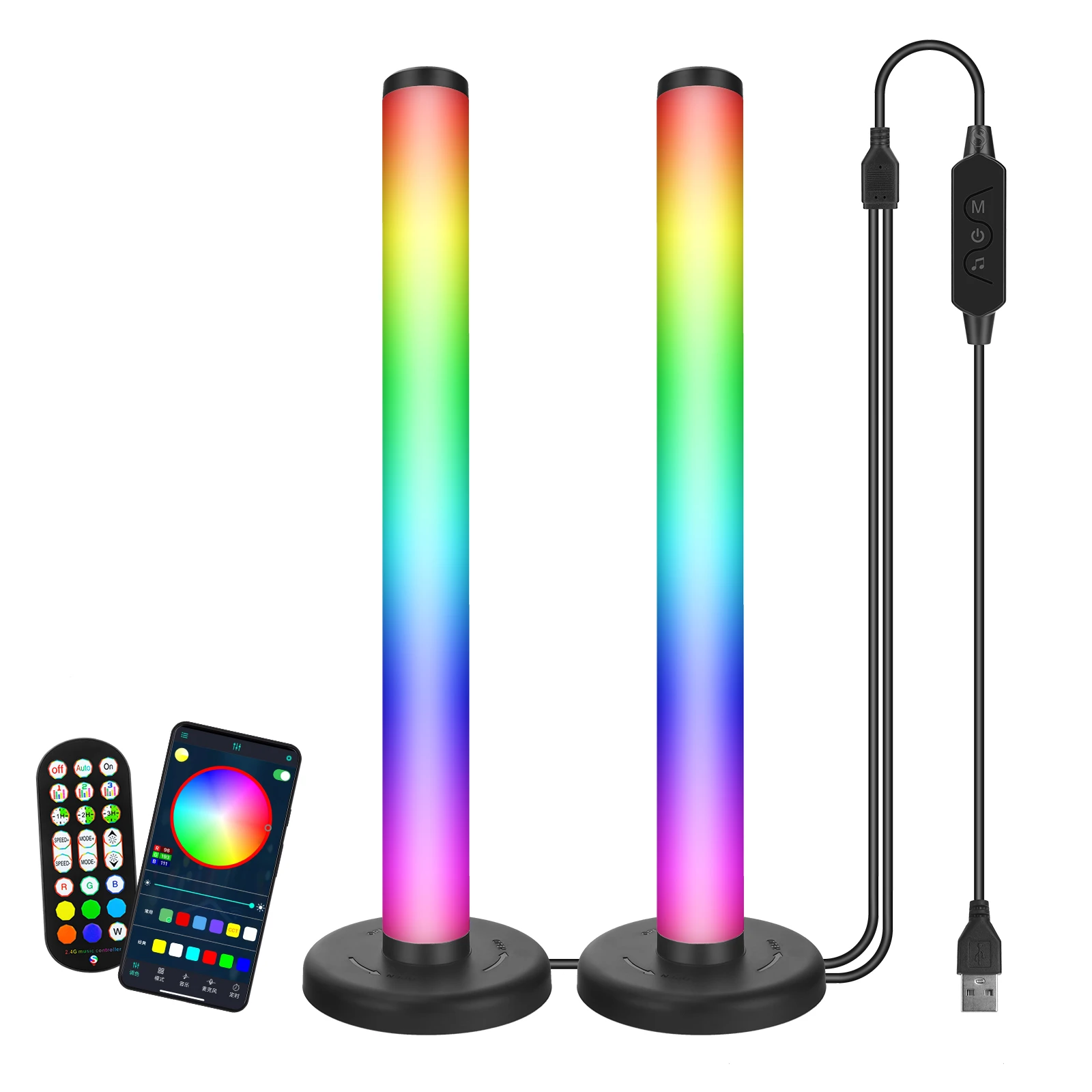 LUXCEO LED RGB Desk Floor Lamp Music Sync App Control Dimmable ...