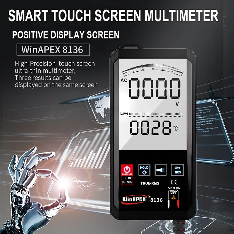 Multimètre Numérique,multimètre numérique à écran tactile intelligent ...
