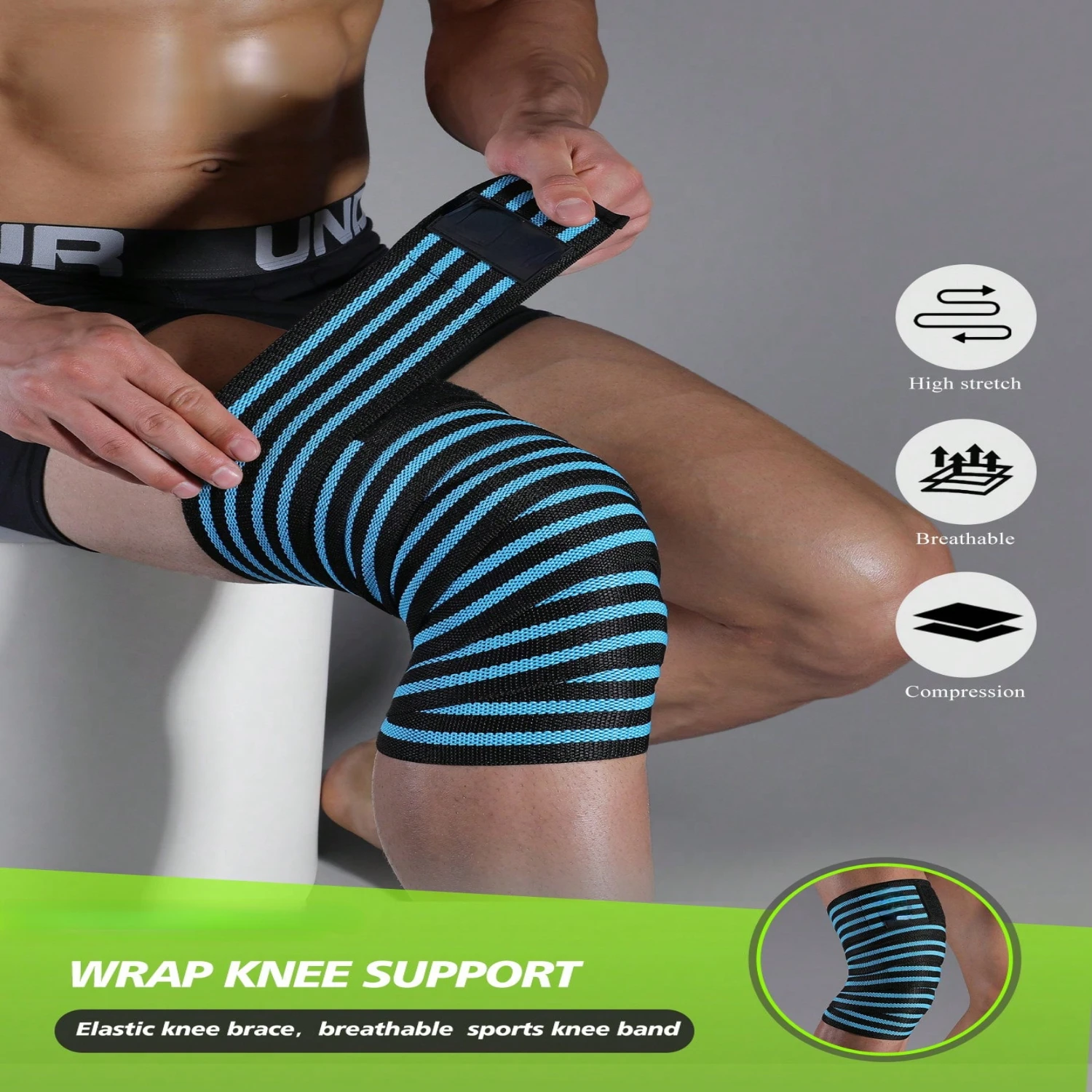 JINGBA SUPPORT 1 Piece Adjustable Compression Knee Wrap Support For Squat Weightlifting