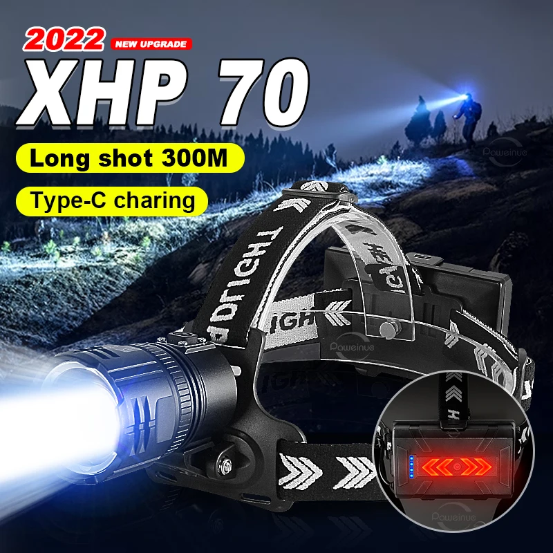 High-Power-Headlamp-LED-Torch-New-XHP70-18650-Battery-Rechargeable ...