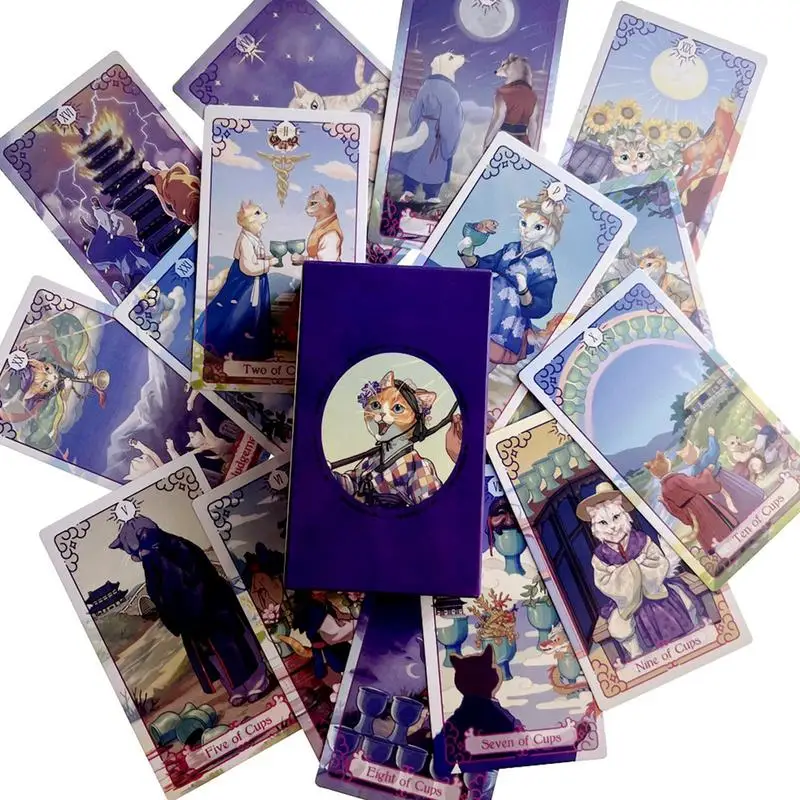 Cat Tarot Cards 78 Cards Oracles Card English Tarot Family Party Board ...