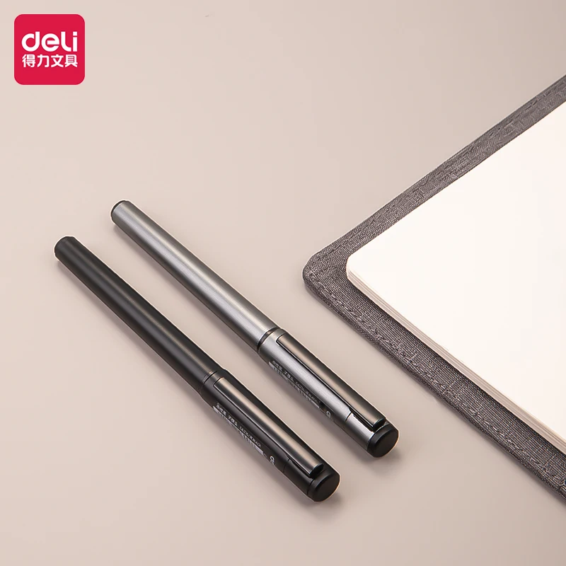 Deli-2pcs-0-7mm-Black-Ink-Large-Capacity-Gel-Pen-Signing-Pen-School ...