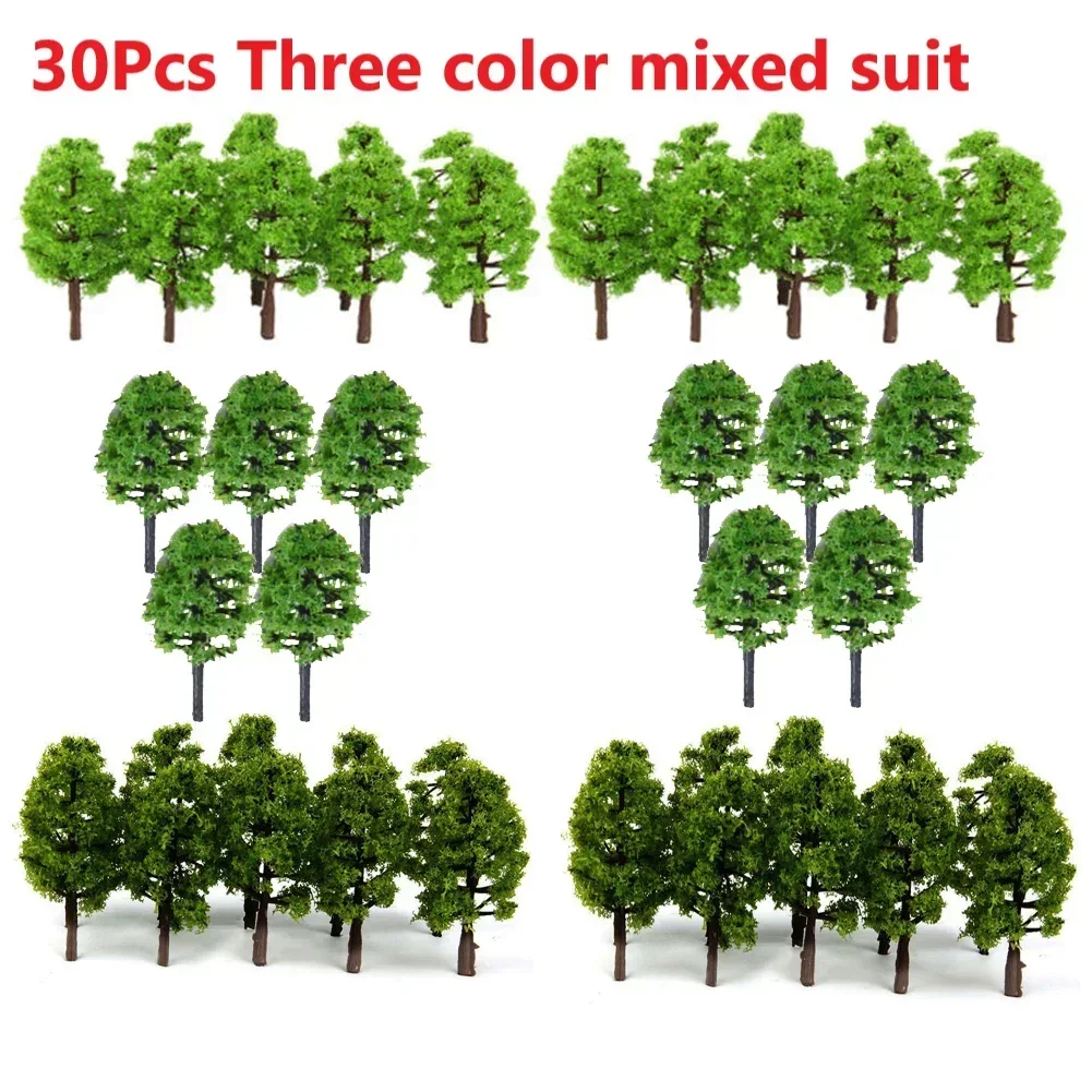 30pcs Model Trees Train Railroad 3.5cm Mixed Set Miniature Landscape ...