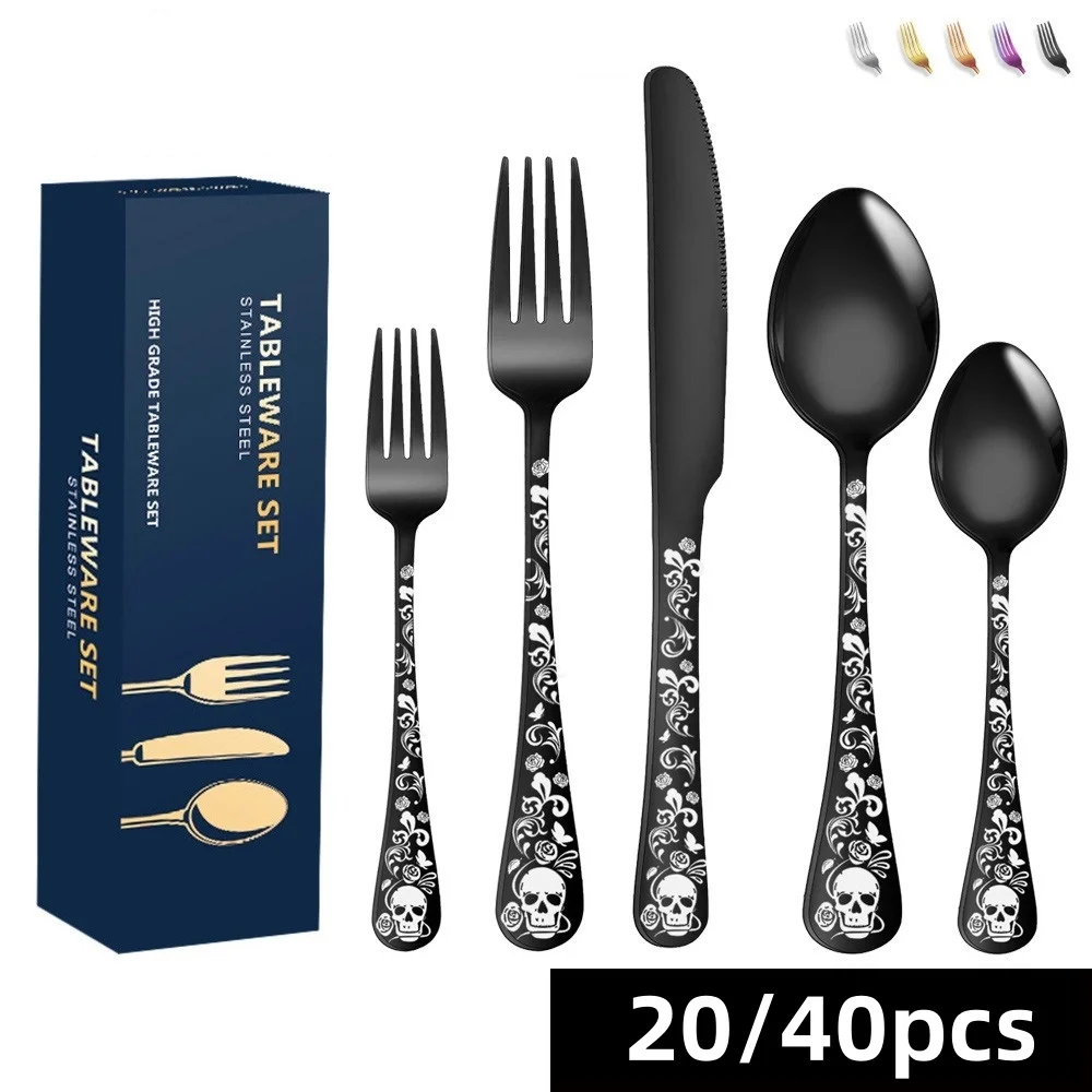 5Pcs-Fashion-Skeleton-Stainless-Steel-Tableware-Set-Knife-Fork-Spoon-4 ...