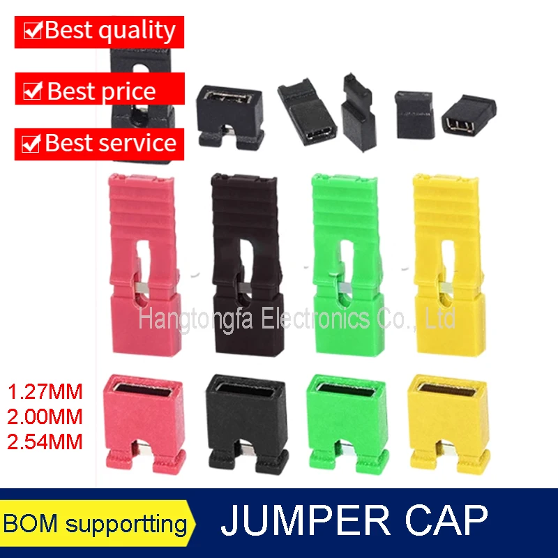 100pcs Jumper Cap 1.27 2.0 2.54mm Long Jumper black yellow green red ...