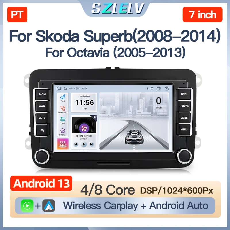 For Skoda Superb Octavia Android Car Radio Multimedia Player Carplay ...