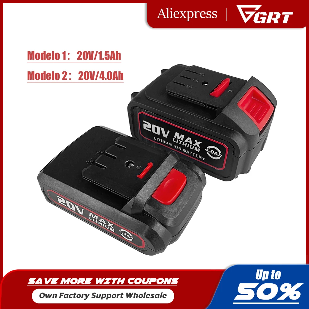 Furadeira elétrica recarregável de grande capacidade, Bateria de iões de lítio, 20V com ...