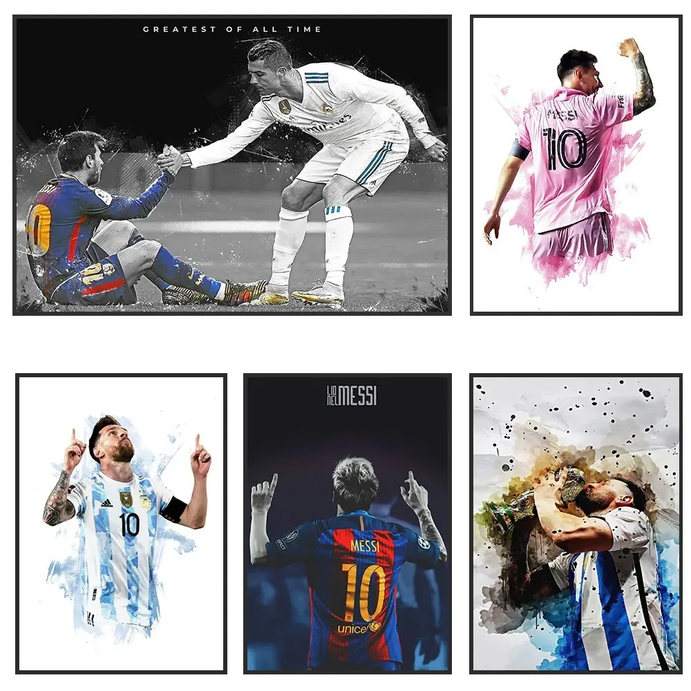 Pintura-en-lienzo-de-Messi-de-la-estrella-del-f-tbol-arte-de-pared ...