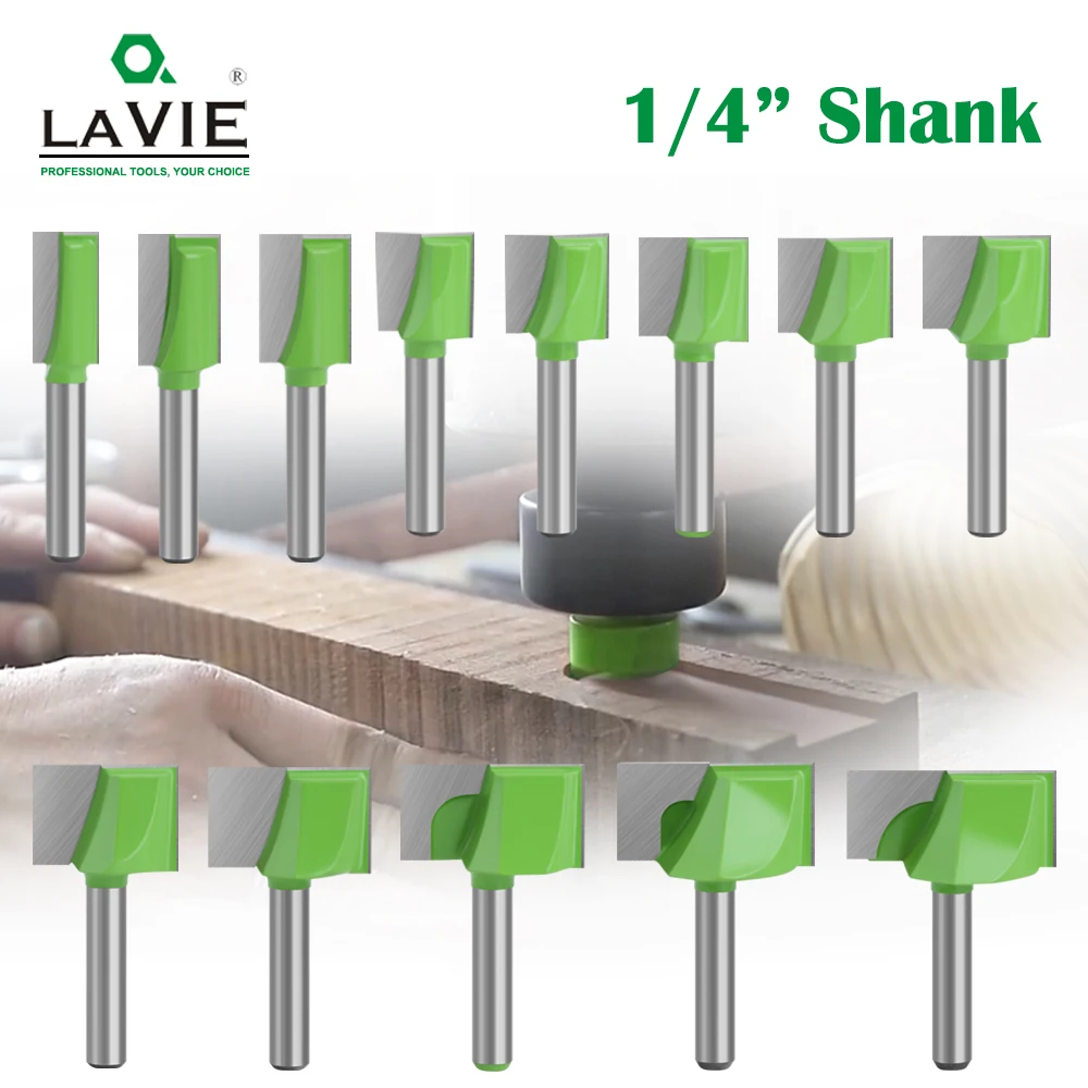 LAVIE 1/4 Shank Cleaning Bottom Bit Straight Router Bit Set Clean ...