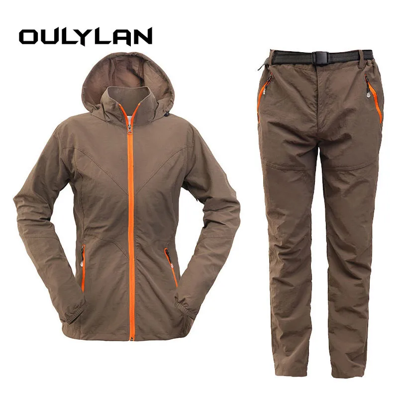 Quick Dry Clothes Set Climbing Hiking Jacket Pants Spring Autumn Couple ...