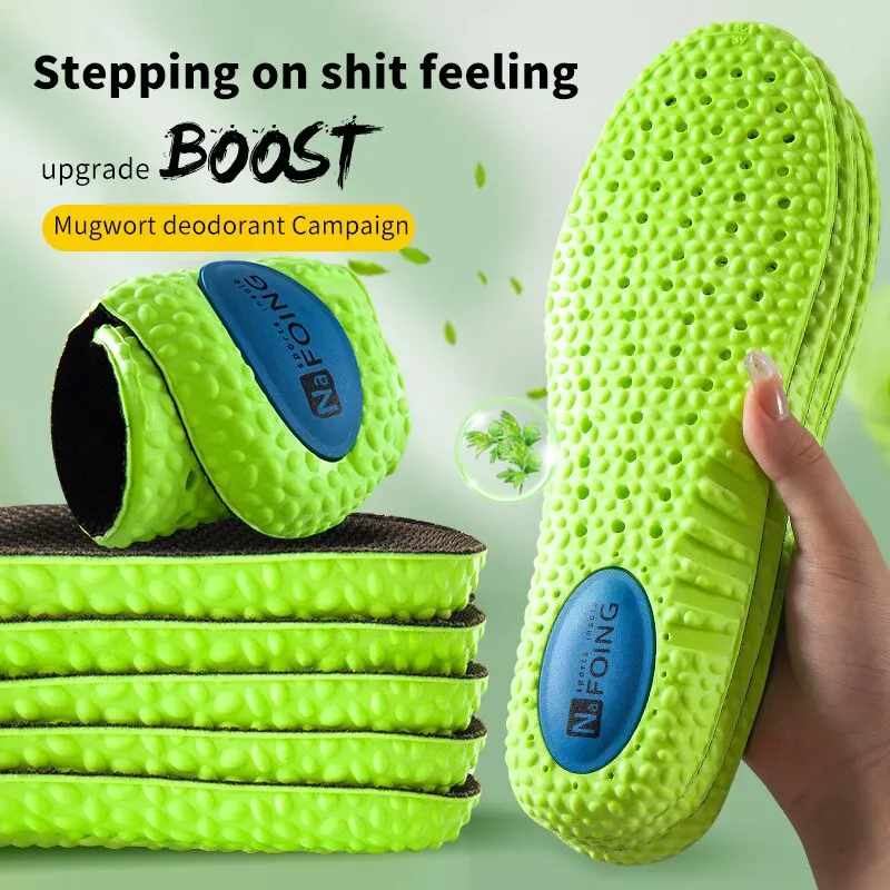 Sports Shock Absorption Insole Green PU Memory Foam Breathable Arch ...