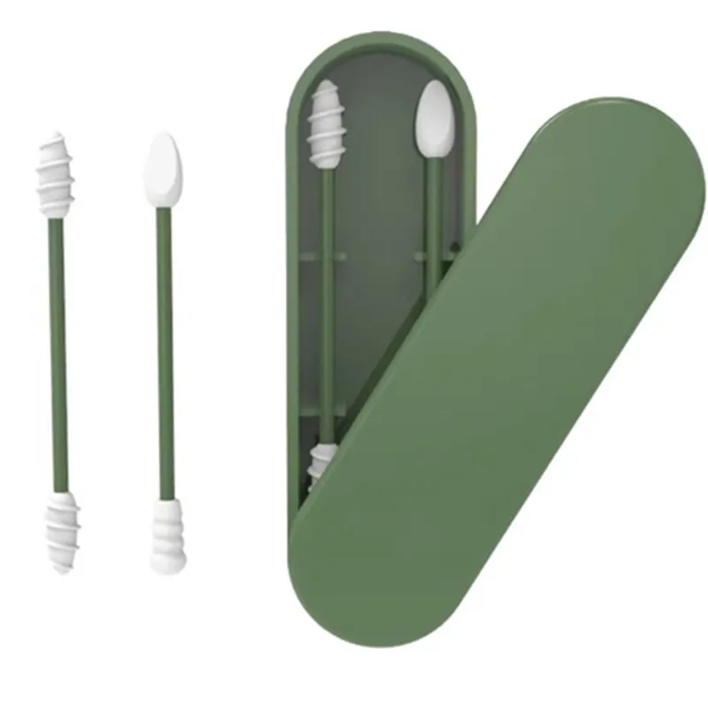 2Pcs Reusable Silicone Ear Swabs With Case Ear Cleaning Silicone Buds ...