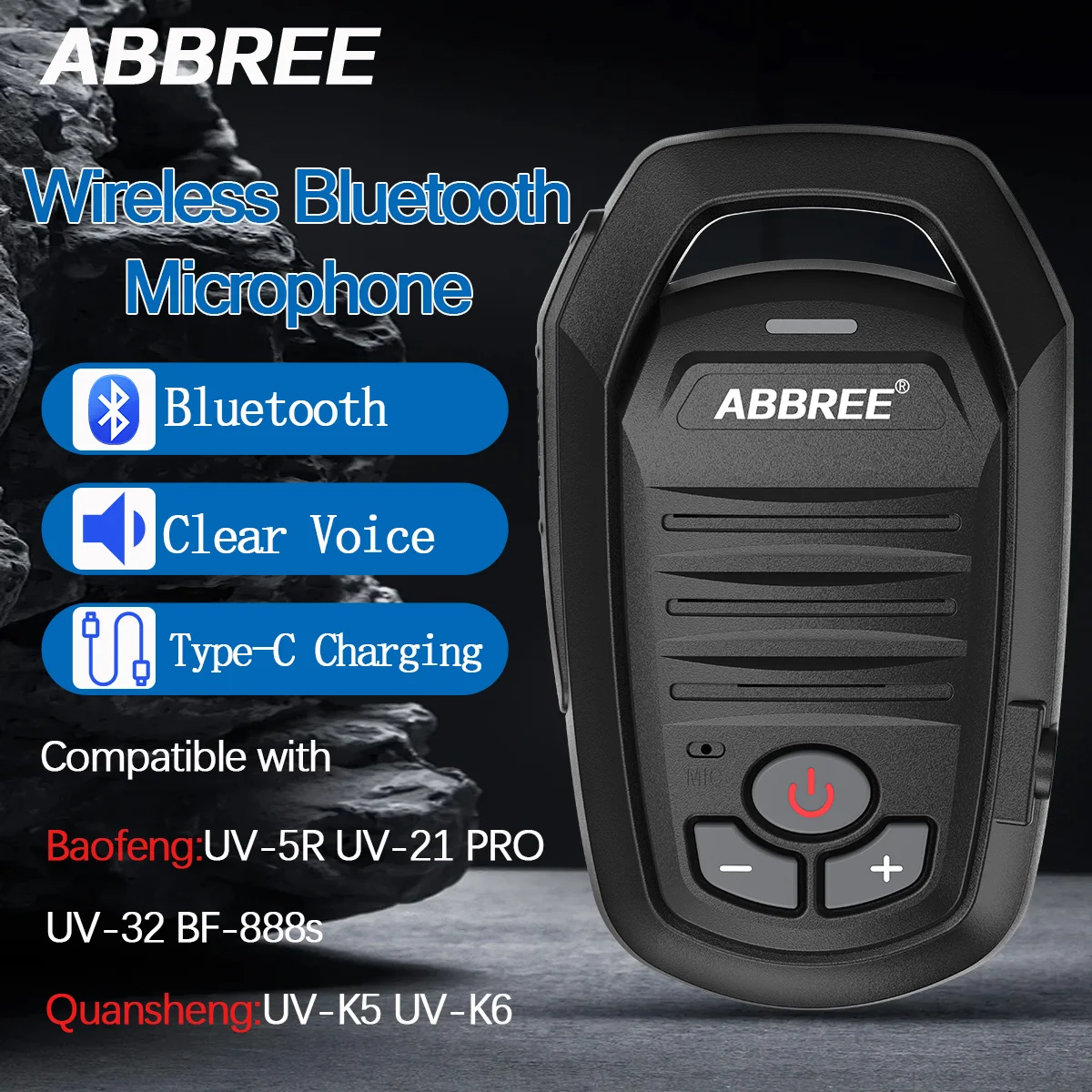 ABBREE Wireless Bluetooth portable Speaker Microphone For BaoFeng UV-5R ...