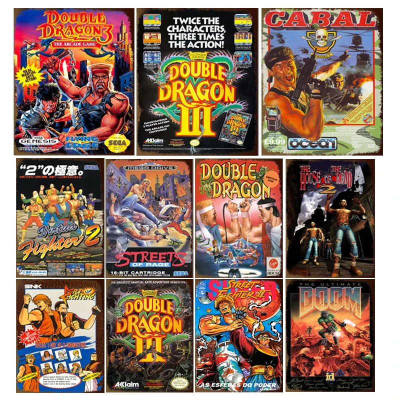 Cartoon-Anime-Signs-Double-Dragon-Movie-Poster-Vintage-Decoration-Wall ...