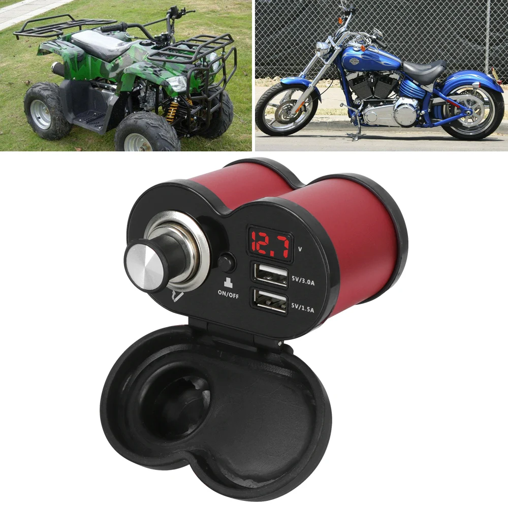 USB Chargers QC 3.0 Motorcycle Power Adapter Cigarette Lighter Socket ...