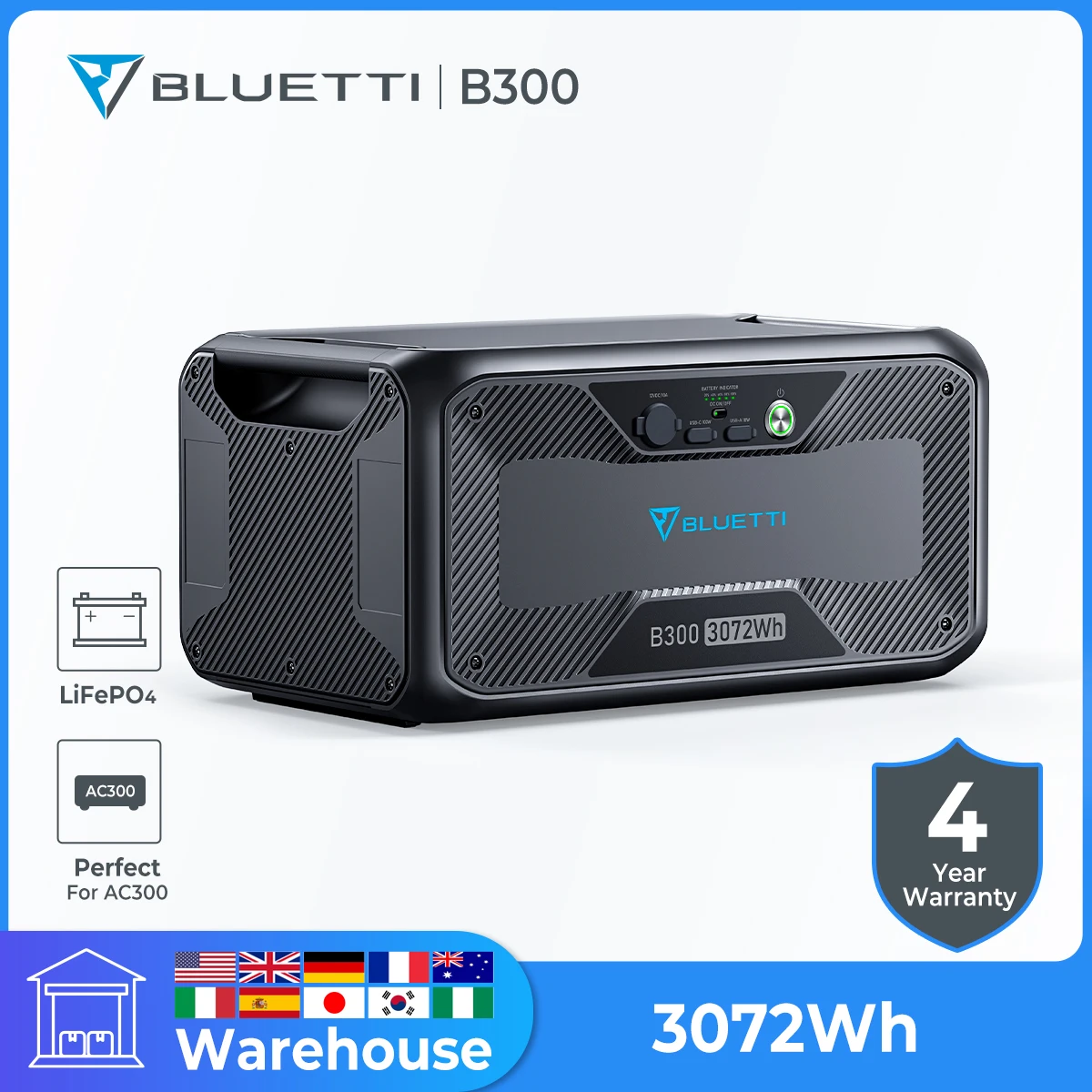 BLUETTI B300 Expansion Batterie 3072Wh LiFePO4 Batterie Pack für Power ...