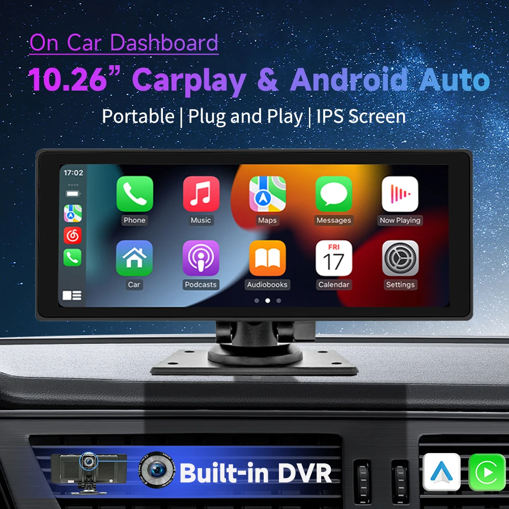10-26-Inch-Portable-Car-Radio-with-DVR-Wireless-Carplay-Android-Auto ...
