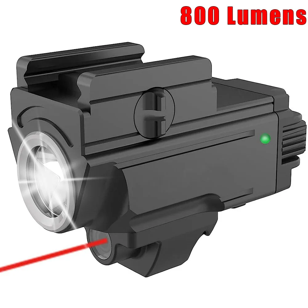 800-Lumen-Pistol-Flashlight-With-Red-Laser-Tactical-Weapon-Light-Strobe ...