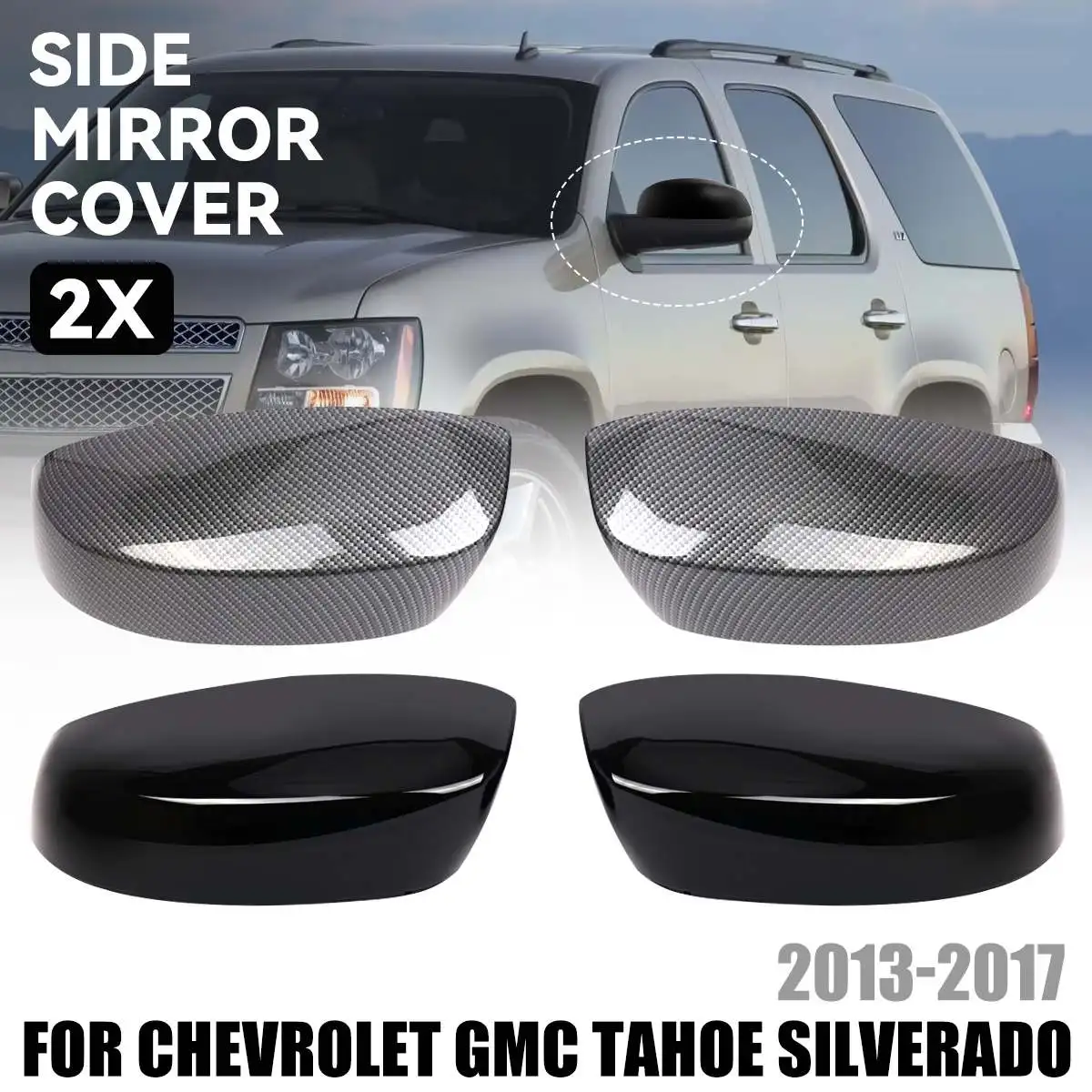 Pair-Car-Side-Rearview-Mirror-Cover-Cap-Replacement-For-Chevrolet-GMC ...