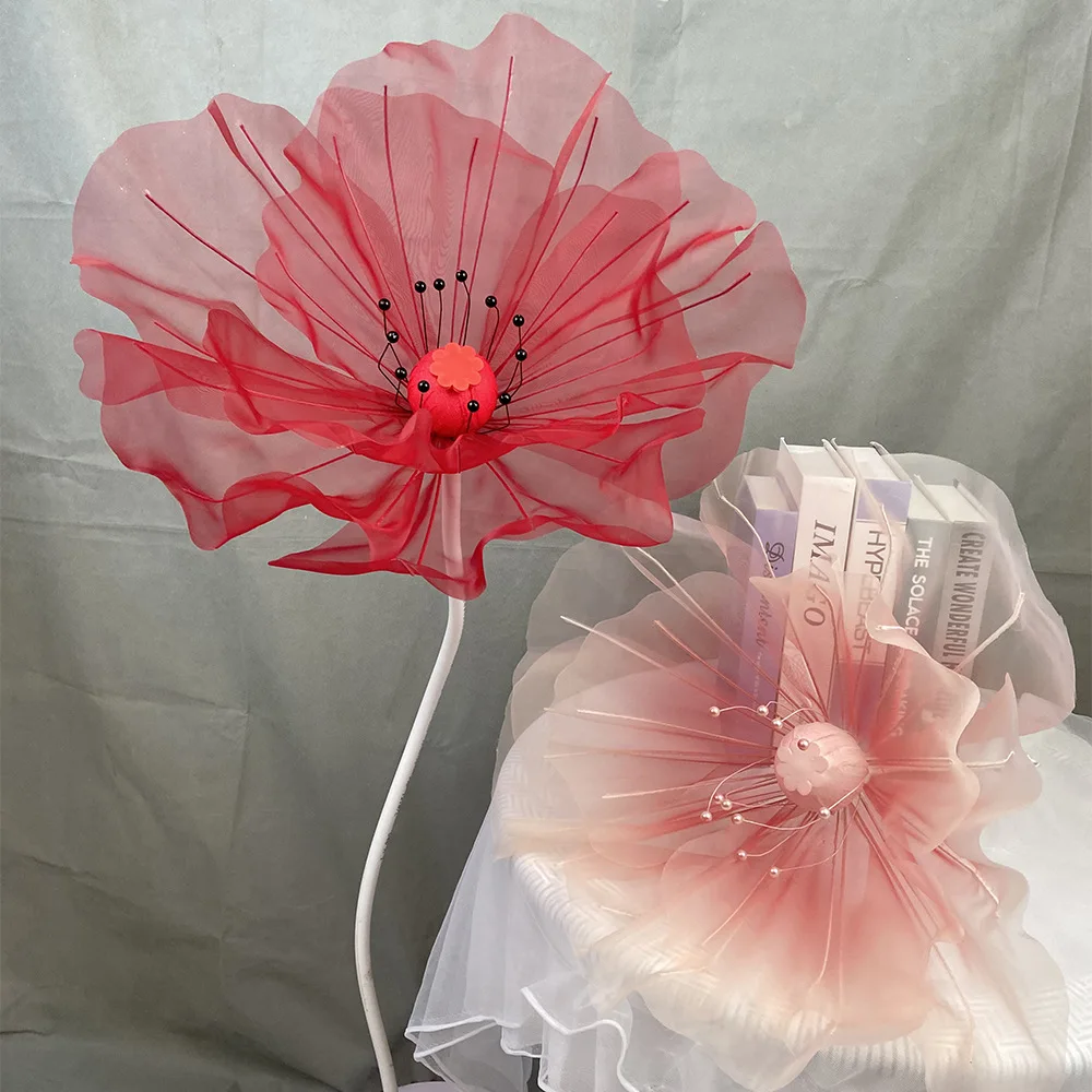 Simulation Yarn Poppy Flower Head Wedding Decoration Photography Props ...