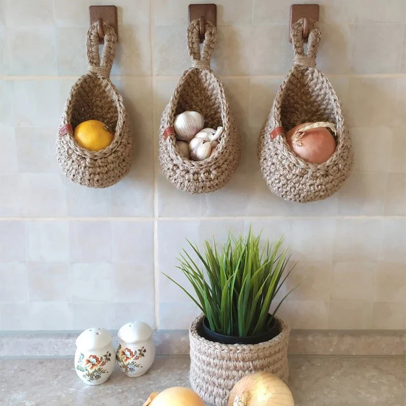 Hand-woven-Basket-Vegetable-Fruit-Basket-Net-Pocket-Kitchen-Hanging-Net ...