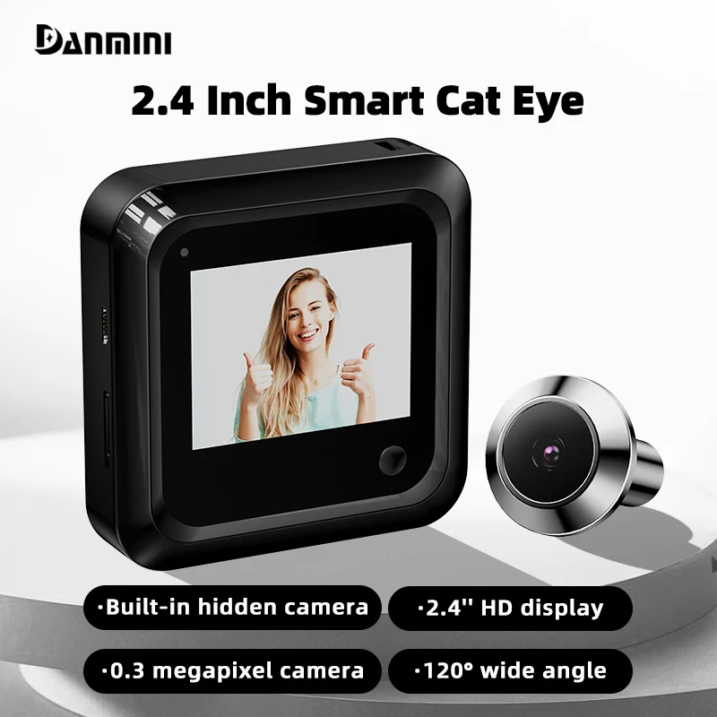 Danmini 2.4 Inch Hidden Peephole Doorbell 300 Thousand Pixels 120° Wide ...