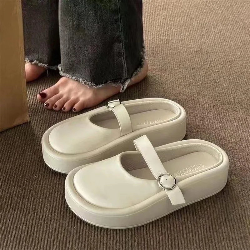 Half Slippers Women Outside Lazy Drag Thick Bottom Heightened Ugly ...