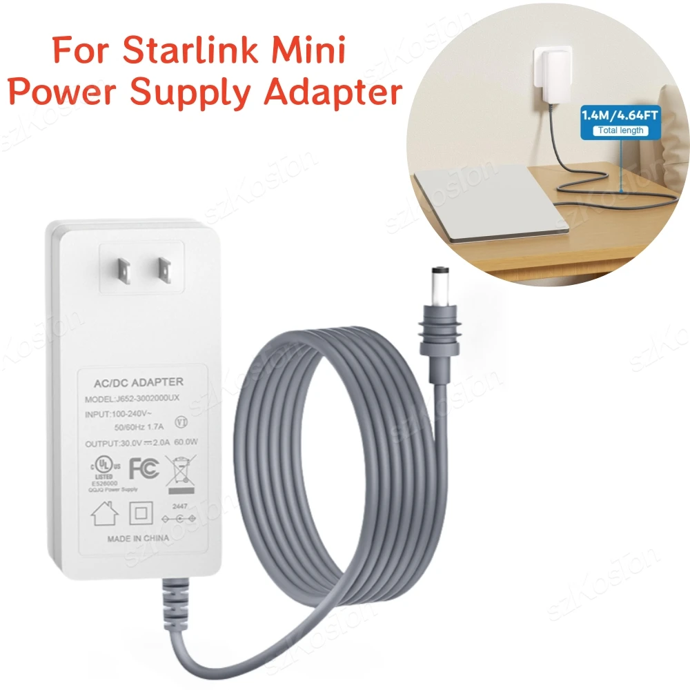 for Starlink Mini Power Supply Adapter Output DC 30V 2A 60W Charger ...