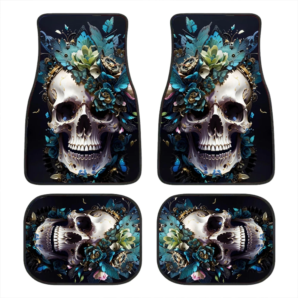 2-4-pcs-Flower-Skull-Car-Floor-Mats-Universal-Front-Rear-Set-Water ...
