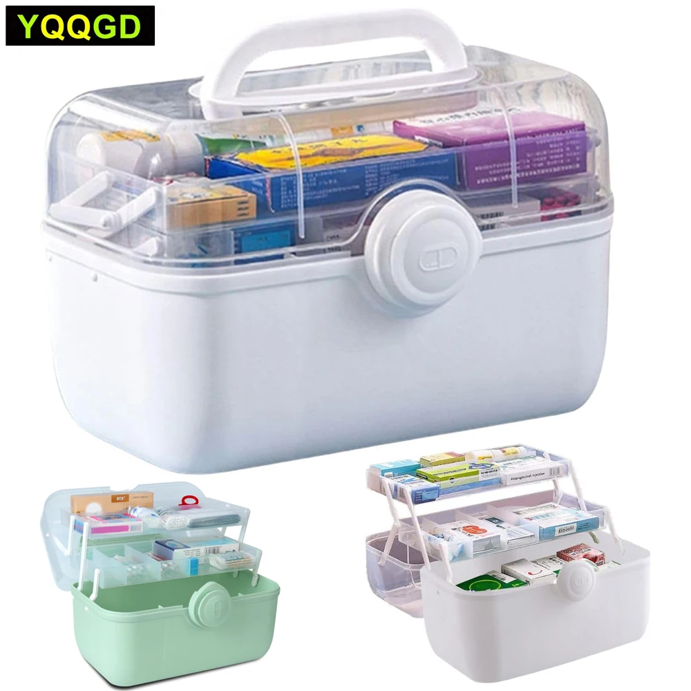 Large Capacity Family Medicine Organizer Box Portable First Aid Kit ...