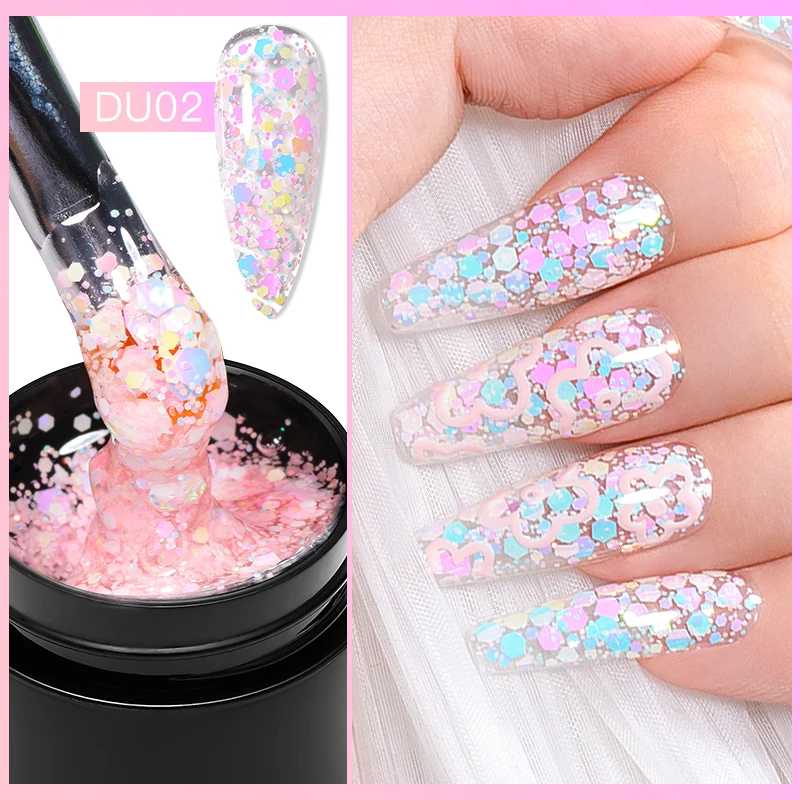 MTSSII 8ml Glitter Sequins Gel Macaron Sparkling Soak Off Gel Semi Permanent For Manicure Nail ...