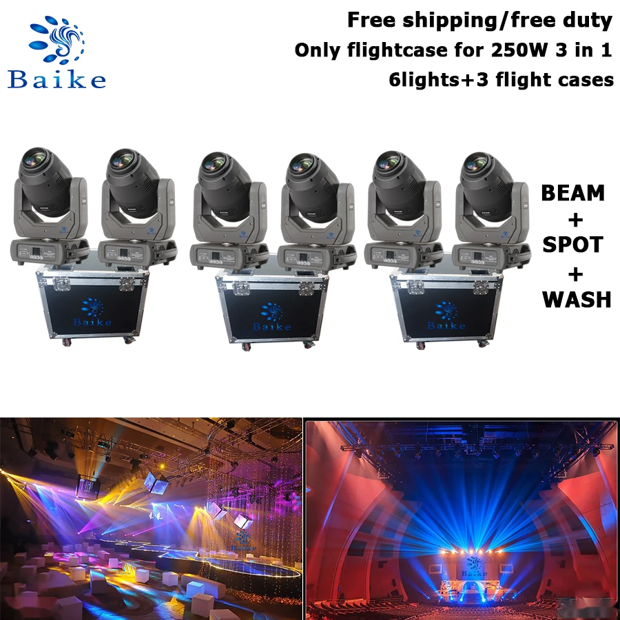 No Duty Flight Case 6pcs Sharpy Lyre Beam 250w Beam Moving Head Light ...
