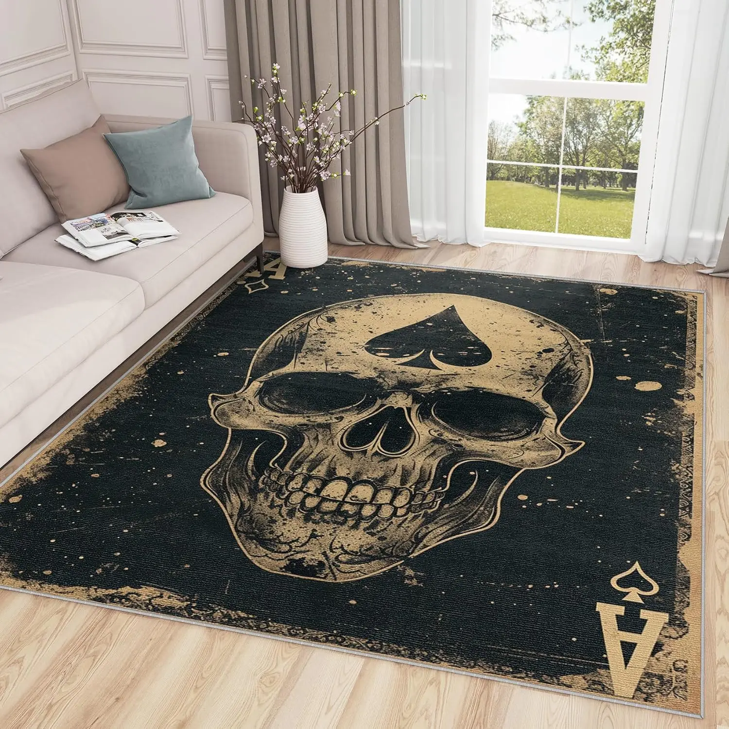 Skull Decor for Home Skull Rug Gothic Ace of Spades Area Rug Goth ...