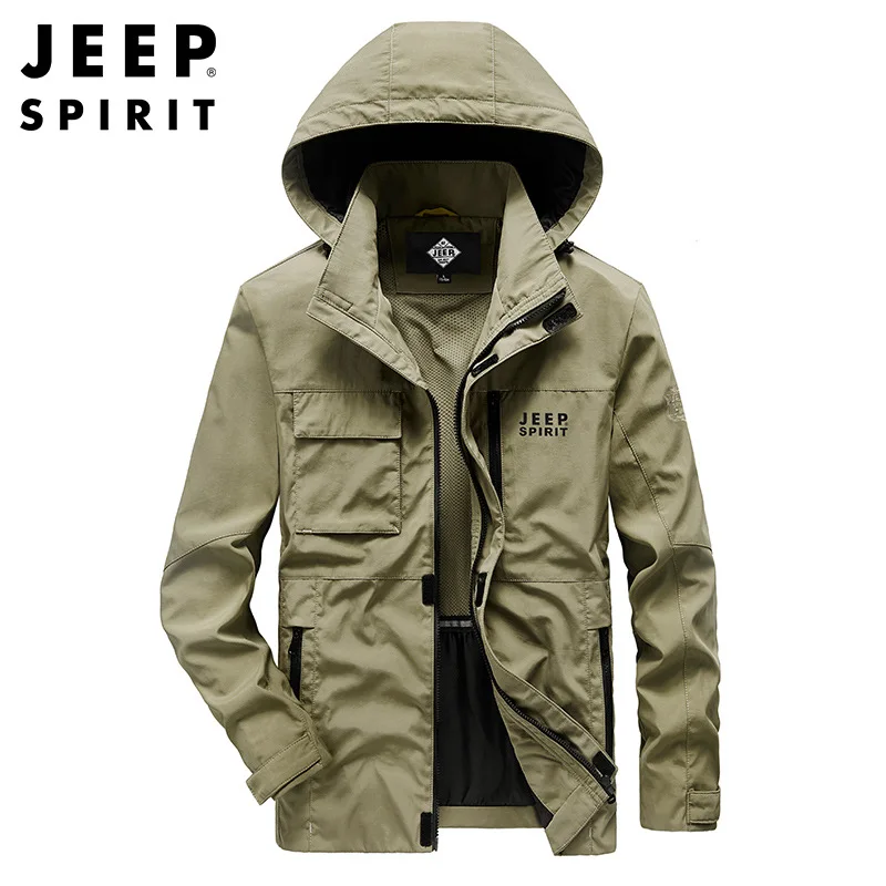 JEEP-SPIRIT-Men-Jacket-Mid-length-Spring-Autumn-Loose-Waterproof ...