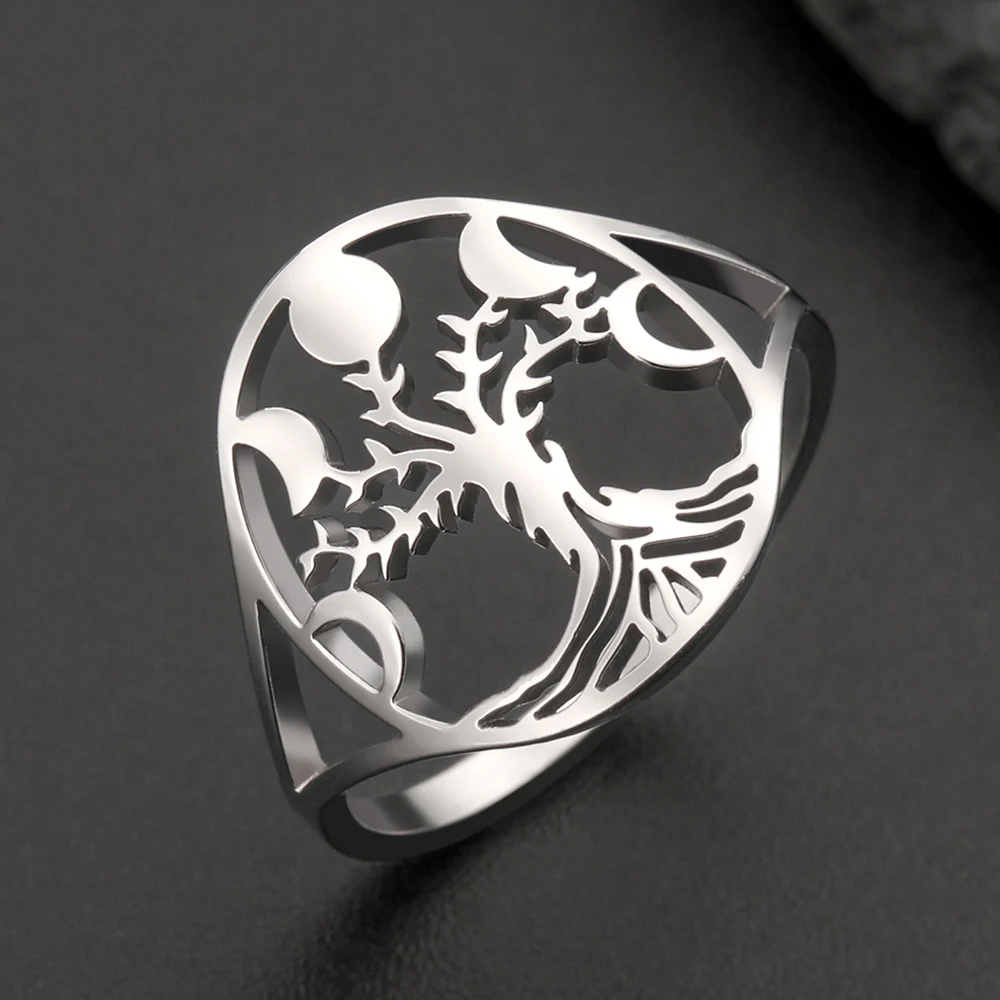 Dawapara-Moon-Phase-and-Tree-of-Life-Women-Ring-Lunar-Goddess-Symbol ...