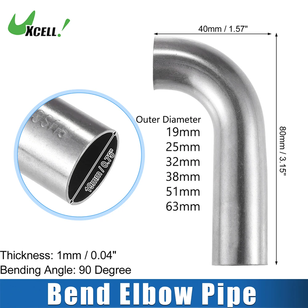 Uxcell-Bend-Elbow-Pipe-Tube-OD-19mm-25mm-32mm-38mm-51mm-63mm-90-Exhaust ...